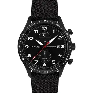 VINCERO Altitude Chronograph Strap Watch - Matte Black/red