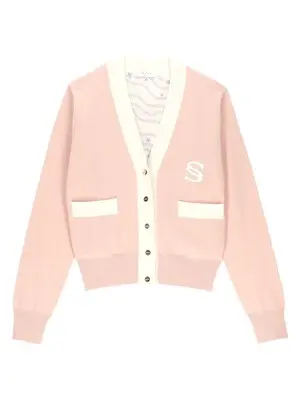 Sandro Women's Cyprien Embroidered Cardigan - Ecru Pink  - Ecru Pink
