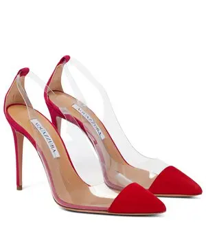 AQUAZZURA Naked 105 Pvc And Suede Pumps