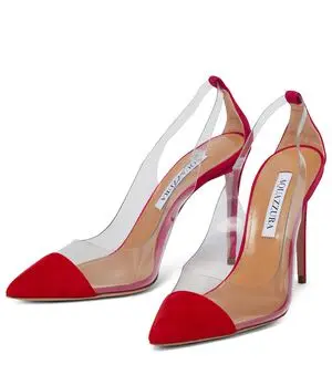 AQUAZZURA Naked 105 Pvc And Suede Pumps