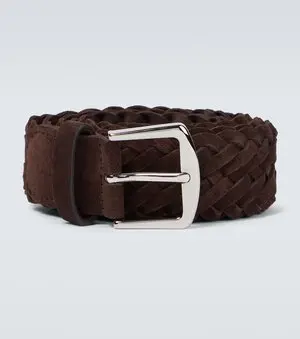 Loro Piana Alsavel Braided Suede Belt - Brown