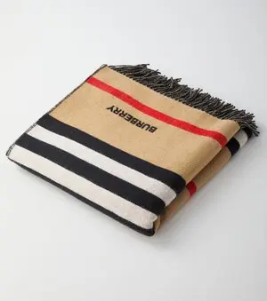 Burberry Icon Stripe Cashmere And Wool Blanket