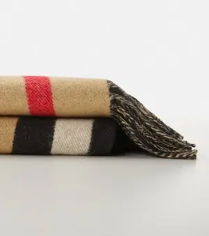 Burberry Icon Stripe Cashmere And Wool Blanket