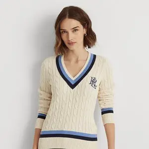 Ralph Lauren Cable-Knit Cricket Sweater Cream