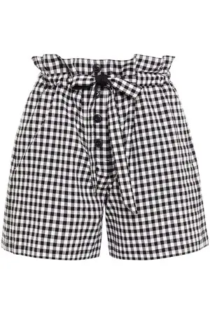 Rag & Bone Gathered Gingham Seersucker Cotton-blend Shorts - Black