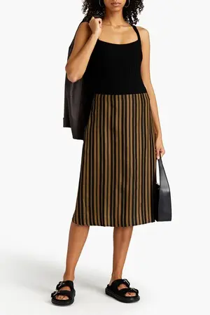 Rag & Bone Mandy Striped Satin Twill Midi Skirt