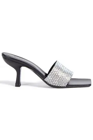 By Far Dylan Crystal-embellished Metallic Leather Mules Metallic