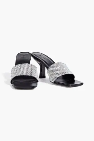 By Far Dylan Crystal-embellished Metallic Leather Mules Metallic