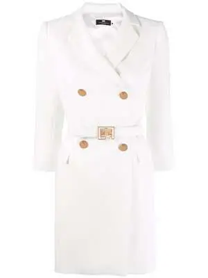 Elisabetta Franchi Notched-lapel Double-breasted Dress - White
