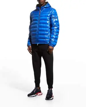 Moncler Men's Galion Quilted Hooded Jacket Bright Blue