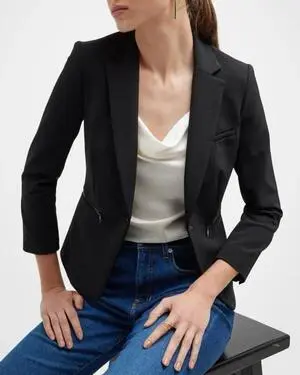 Veronica Beard Scuba Schoolboy Blazer Jacket - Black