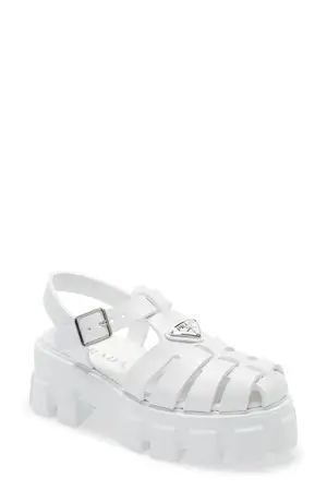 Prada Monolith Platform Fisherman Sandal - Bianco