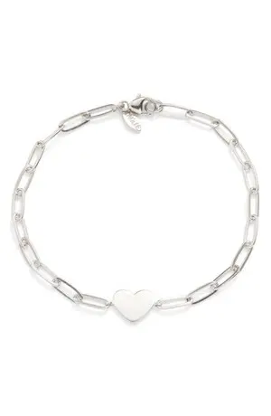 Anzie Amour Engravable Heart Pendant Bracelet - White Silver
