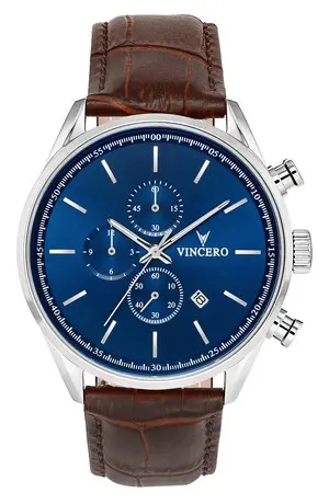 VINCERO Vincero Chrono S Chronograph Strap Watch Blue/ Brown