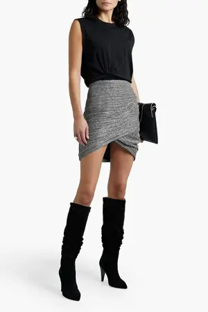 IRO PARIS Brendal Wrap-effect Lamé Mini Skirt