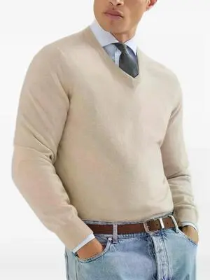 Brunello Cucinelli Long-sleeve Cashmere Jumper - Neutrals