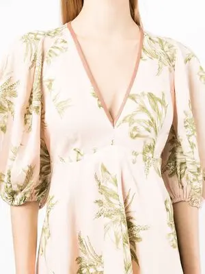 Zimmermann Leaf-print Linen Mini Dress