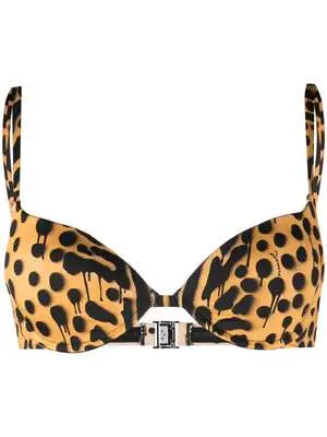 Dsquared2 Leopard Print Bikini Top - Black
