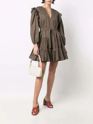 Maje Ruffled Puff-sleeve Dress