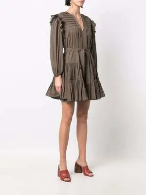 Maje Ruffled Puff-sleeve Dress