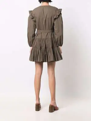 Maje Ruffled Puff-sleeve Dress