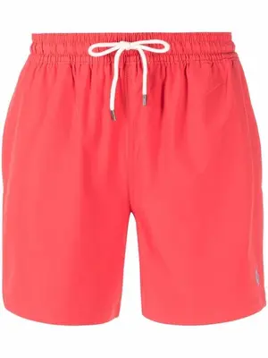 Polo Ralph Lauren Logo Drawstring Swim Shorts Red