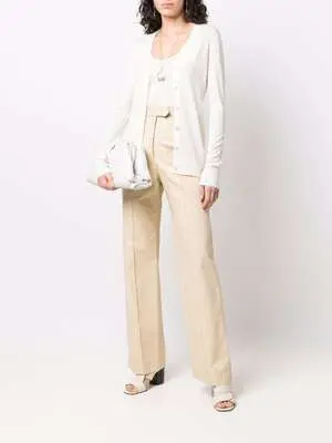 Chloé Scallop-cuff Wool Cardigan - Neutrals