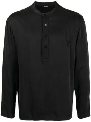 TOM FORD Henley Stretch-silk Loungewear Shirt - Black