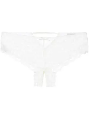 FLEUR DU MAL Charlotte Crotchless Panty - White