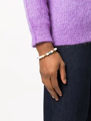 NIALAYA JEWELRY Pearl And Glass Pendant Bracelet - White