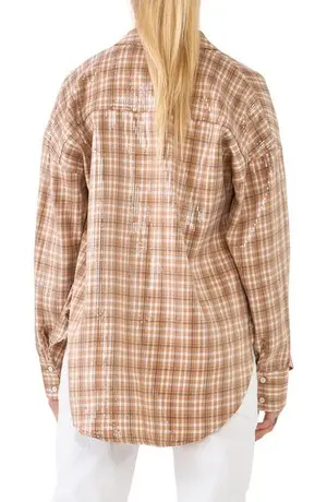 GREY LAB Plaid Sequin Shirt