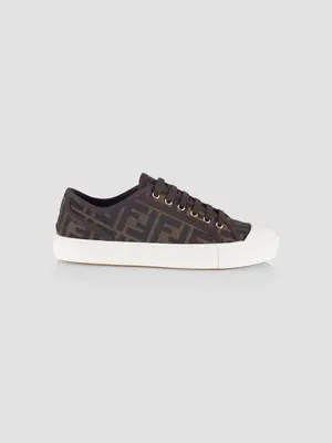 Fendi Ff Logo Low-top Sneakers - Brown