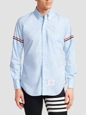 Thom Browne Button-down Two-toned Armband Button-down Shirt - Light Blue