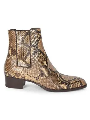 Saint Laurent Wyatt Python Chelsea Boots - Soleado