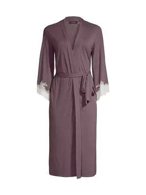 Natori Luxe Shangri-la Robe Dark Plum