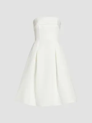 Amsale Faille Fit-&-flare Midi-dress - Ivory