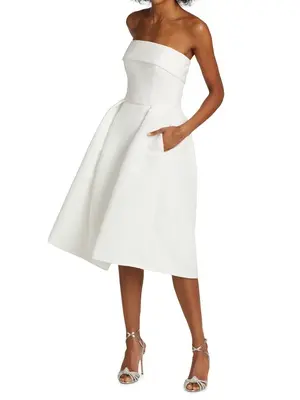 Amsale Faille Fit-&-flare Midi-dress