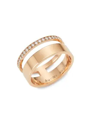 REPOSSI Berbere 18k Pink Gold & Diamond Double-band Ring - Rose Gold