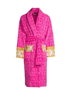 Versace Logo Baroque Bathrobe Fuchsia