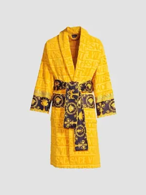 Versace Logo Baroque Bathrobe - Gold