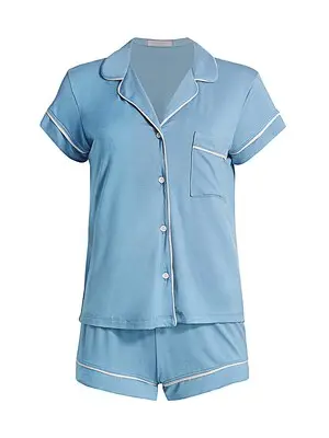 Eberjey Gisele 2-piece Shortie Pajama Set Blue Shadow