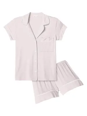Eberjey Gisele 2-piece Shortie Pajama Set Lilac Ivory