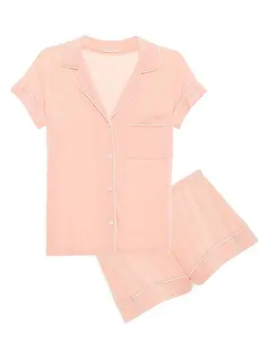 Eberjey Gisele 2-piece Shortie Pajama Set Misty Rose Ivory