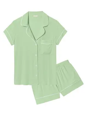 Eberjey Gisele 2-piece Shortie Pajama Set Pistachio Ivory