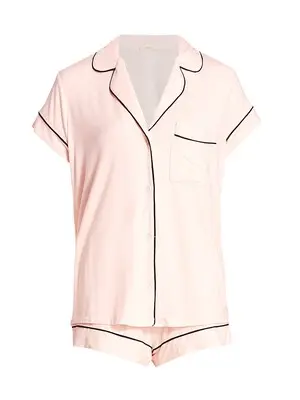 Eberjey Gisele 2-piece Shortie Pajama Set Sorbet Black