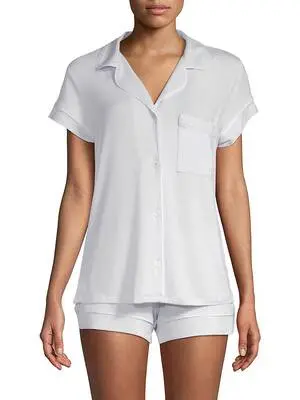 Eberjey Gisele 2-piece Shortie Pajama Set Water Blue