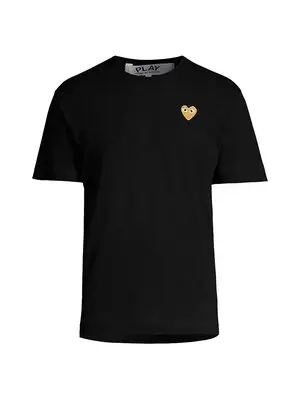 Play Comme Des Garcon Heart Applique Tee - Black