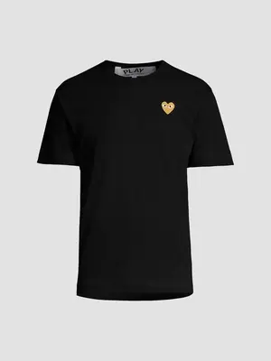 Play Comme Des Garcon Heart Applique Tee - Black