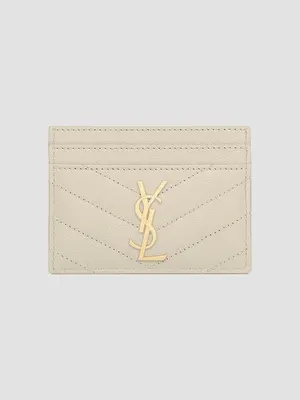 Saint Laurent Cassandre Matelasse Card Case In Grain De Poudre Embossed Leather Fuchsia