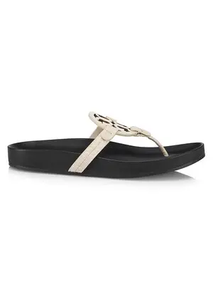 Tory Burch Miller Cloud Leather Thong Sandals New Cream